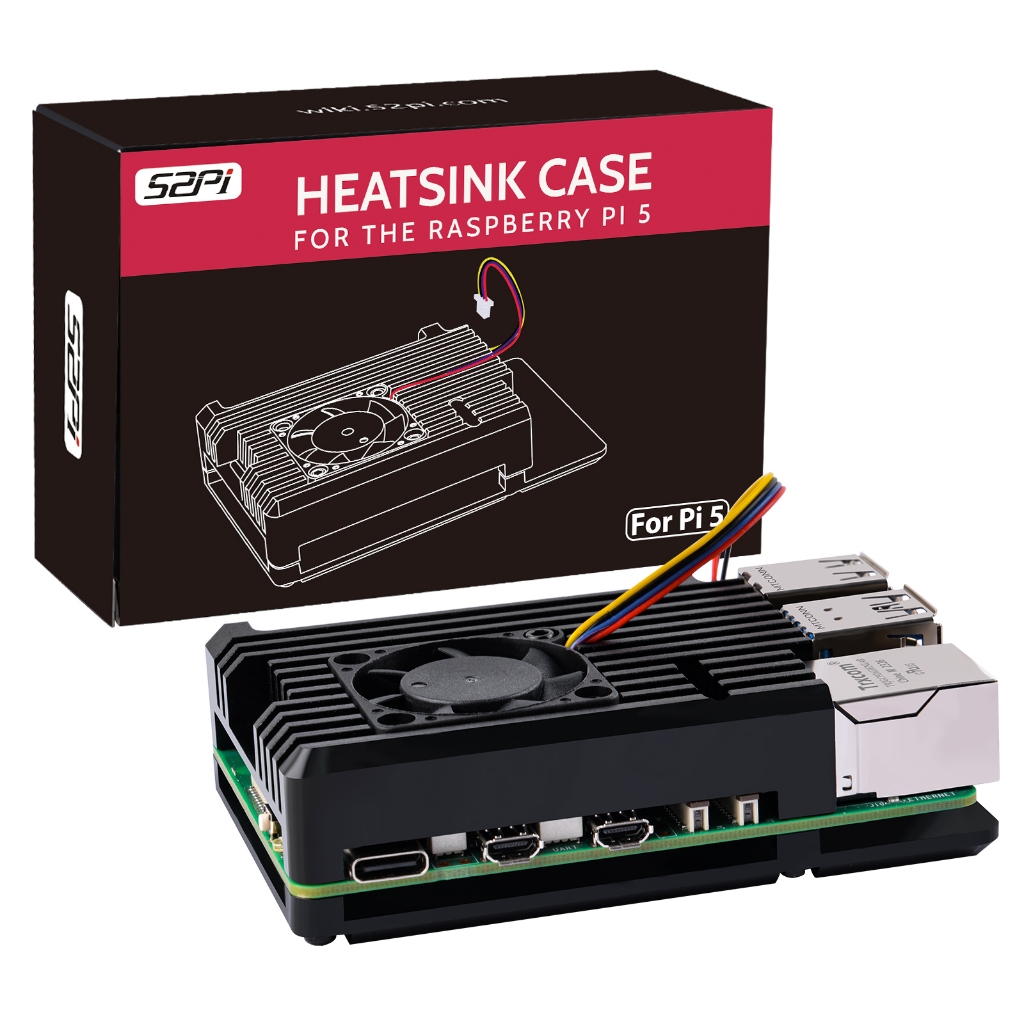 52Pi Raspberry Pi 5 Case with Fan, Raspberry Pi 5 Armor Case with Fan ...