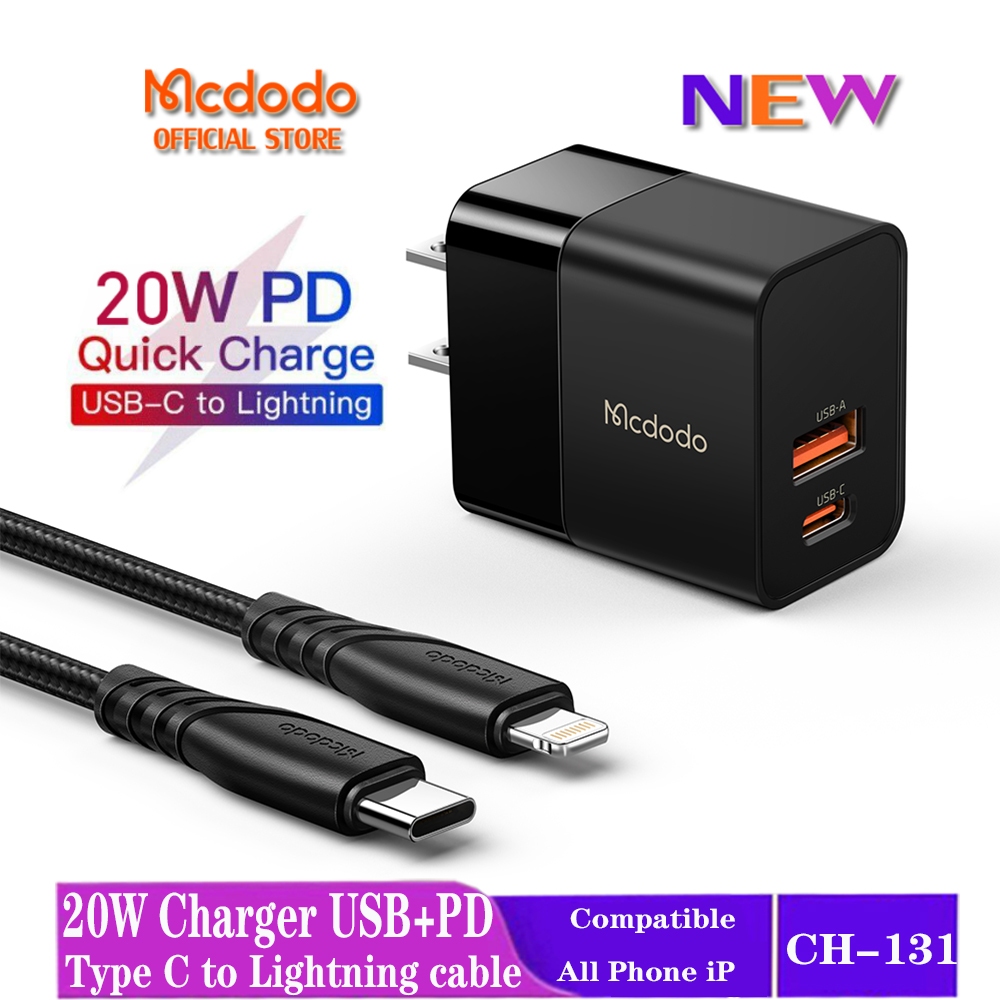 Mcdodo Charger PD 20W Fast charge Dual USB A+USB C Charger For iP 16 ...