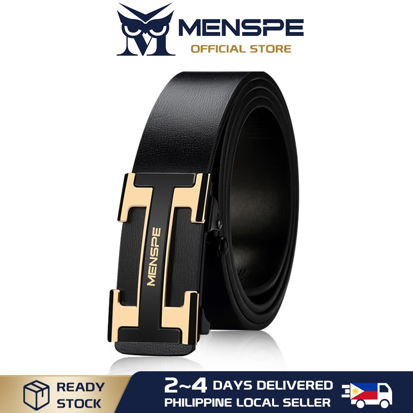 MENSPE Black Belt for Men Automatic Buckle Belts Men's Leather Belts ...