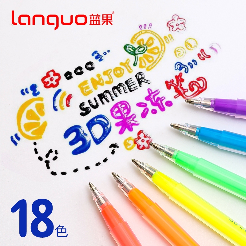 Languo 18 Colors Jelly pen 3D color gel pen Waterproof Jelly ...