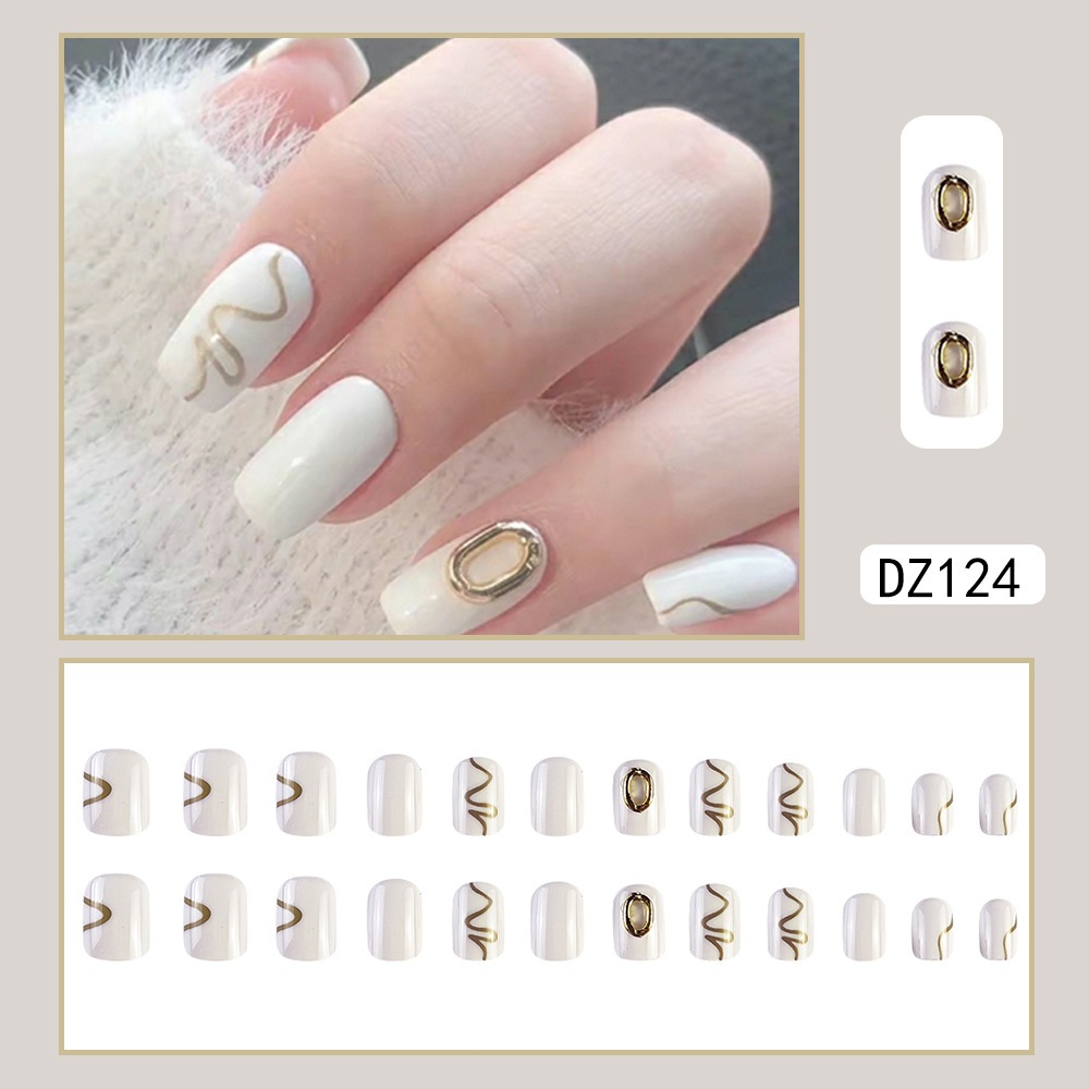 24pcs Artificial Fake Nails with glue Set Long Nails Nail Beauty Wear ...
