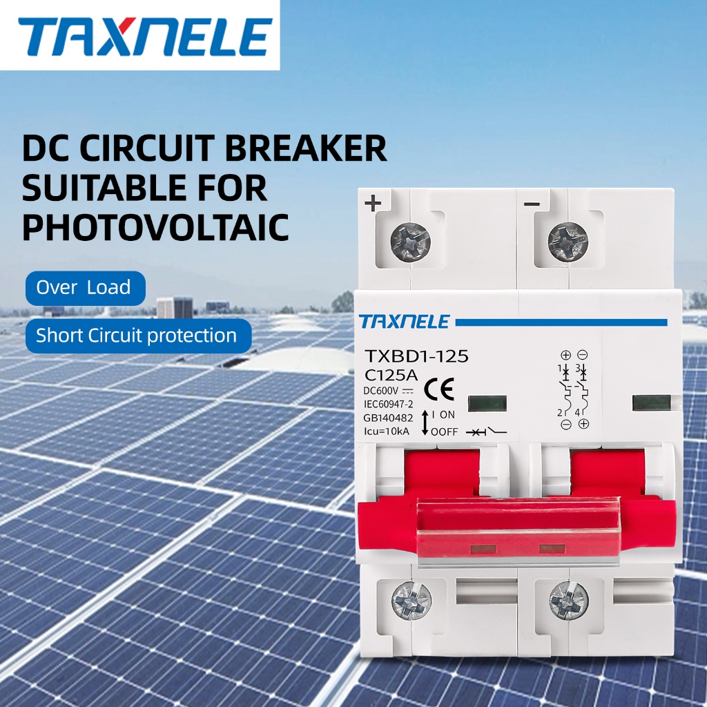 2P DC 600V Solar Mini Circuit Breaker Battery Switch 125A 100A DC MCB ...