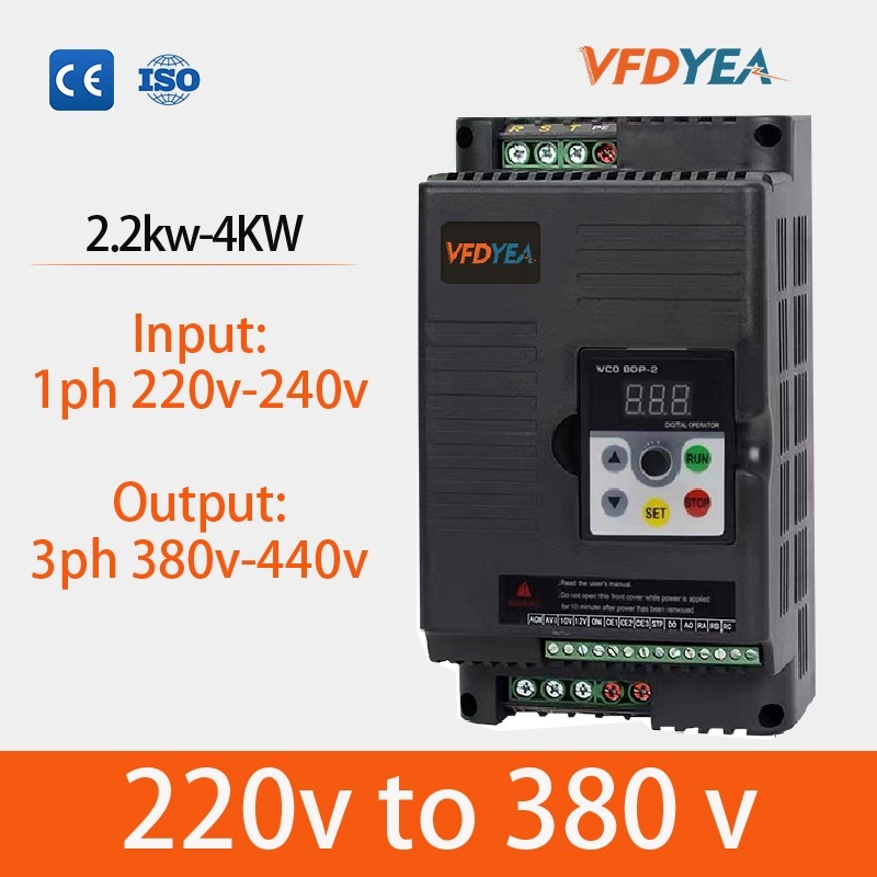 220v to 380v 3KW/4kw Input 220v 1phase output 380v 3 phase VFD Variable Frequency Drive Inverter ...