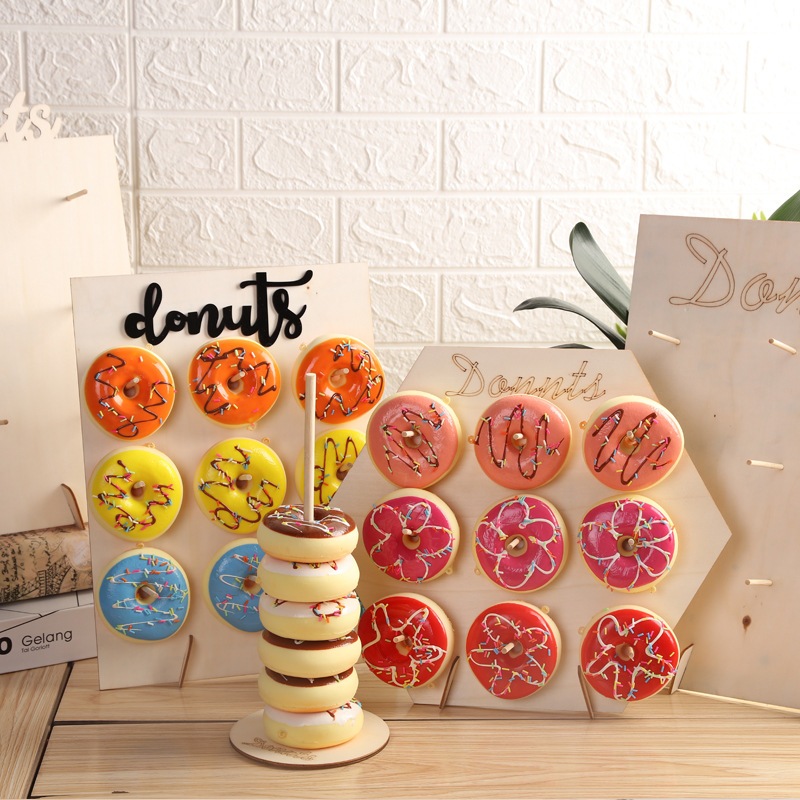 WoodenWall Holds Donut Boards Stand Hanging DonutsTable Wedding ...