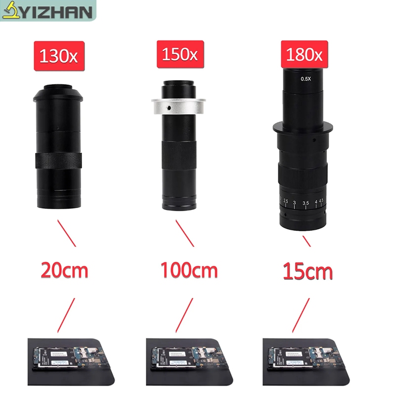 YIZHAN Magnification Adjustable Zoom C-Mount Lens 180x 150x 130x 25mm ...