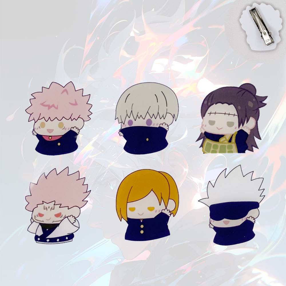 Hair Clips Jujutsu Kaisen Anime Cute Acrylic Cartoon Girl Hair Pins ...