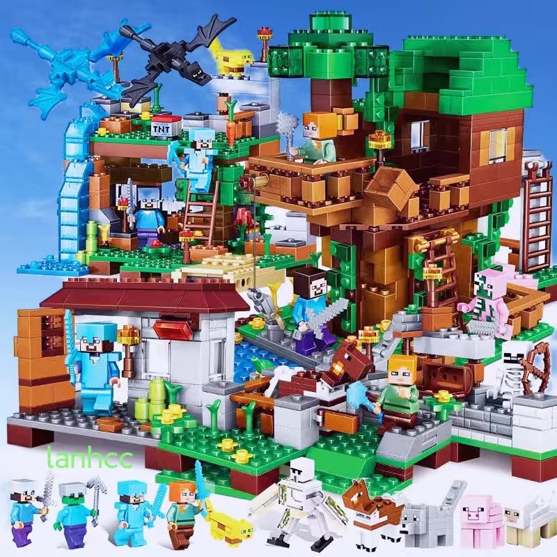 1,000pcs Minecraft Building Blocks Jungle Waterfall Tree House Organ ...