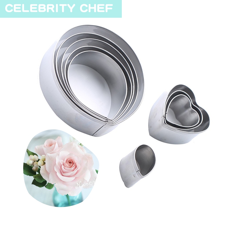 KALAIEN 9pcs/set Rose Cookie Cutters Set Flower Cutter Decor Fondant ...