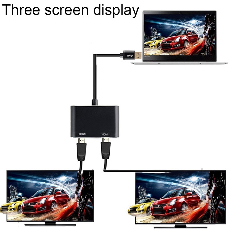 1pcs USB 3.0 to Dual HDMI External Video Monitor Display Adapter ...