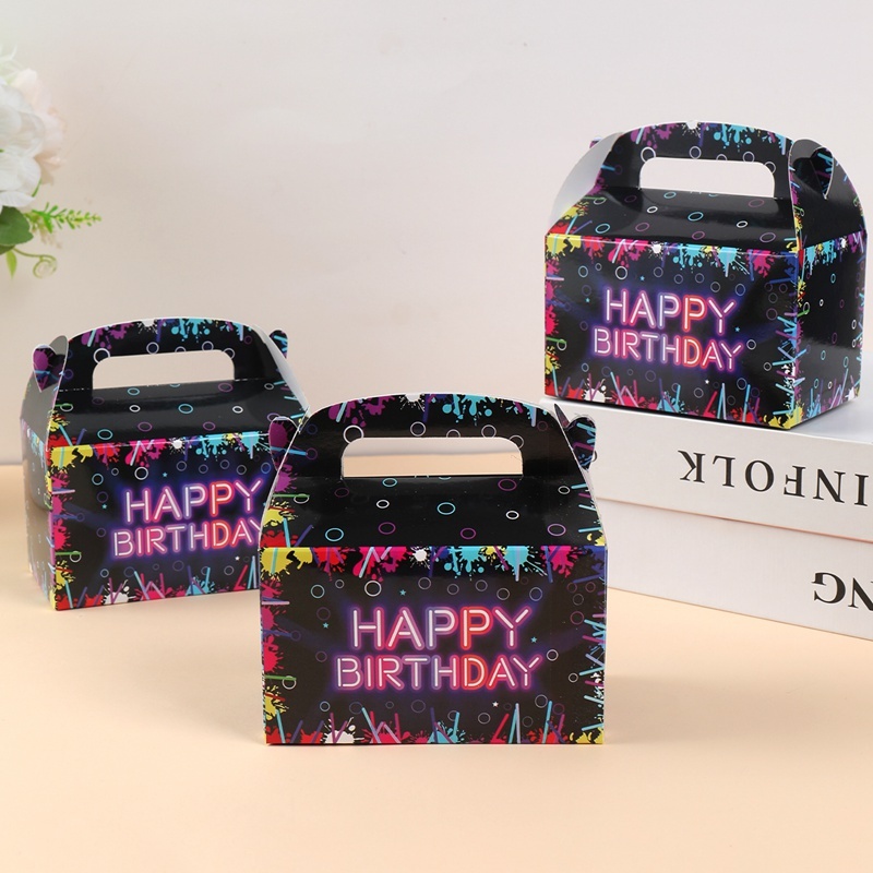 4pcs/pack Fluorescent Party Themed Candy Boxes Happy Birthday Candy Box ...