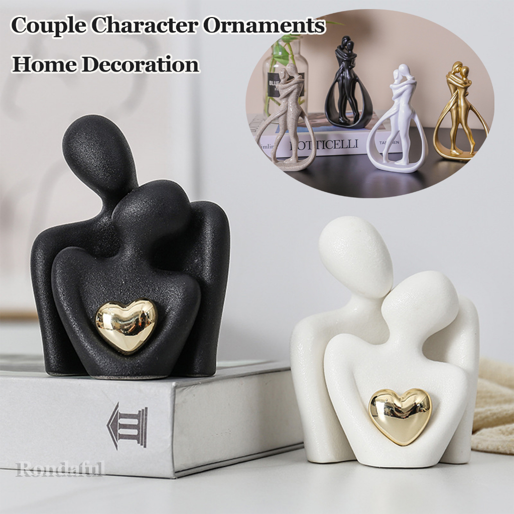 Abstract Couple hugging Statue Modern Art Couple Embracing Ceramic ...