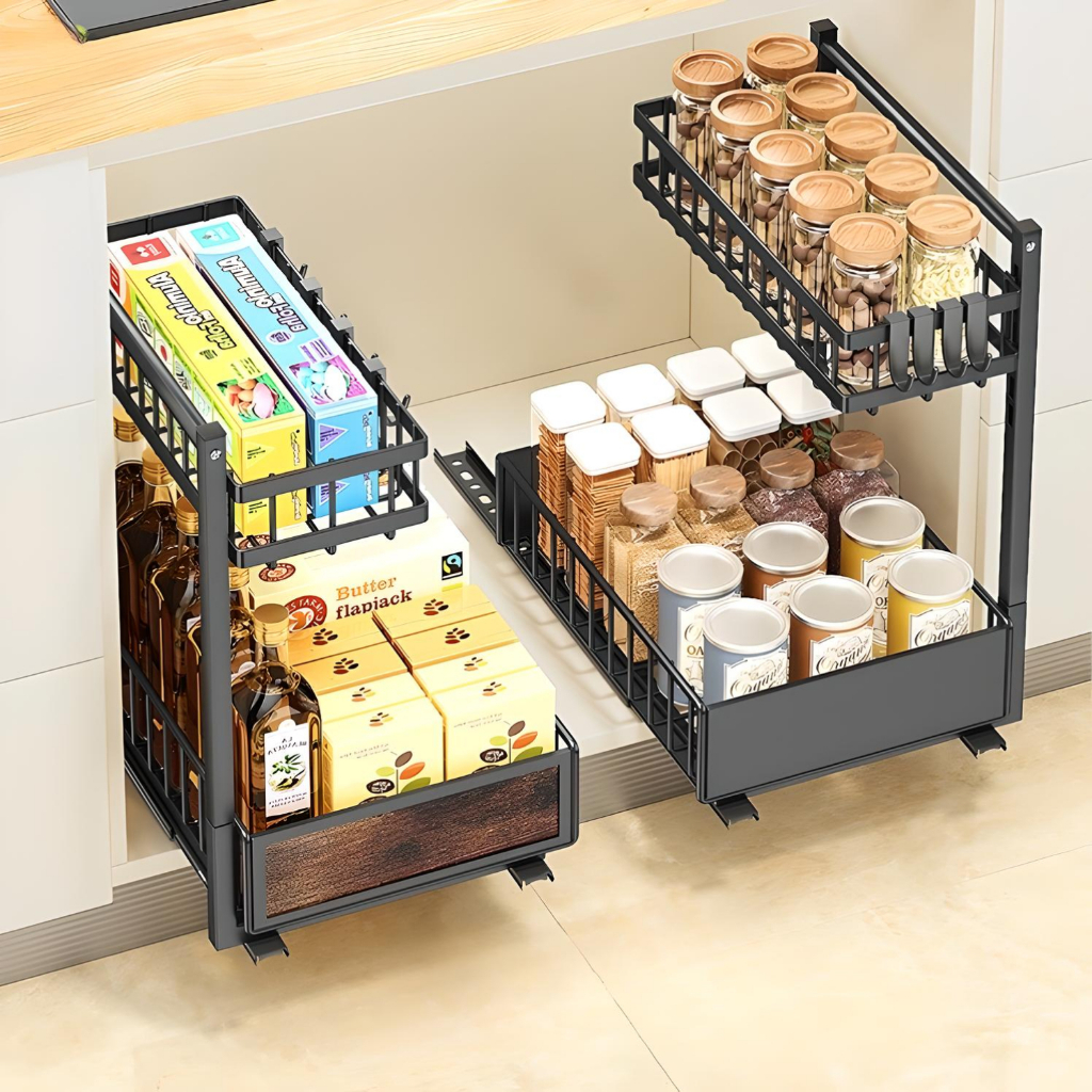 Kitchen Storage Rack Under Sink Kitchen Organzier Adjustable Pullout ...
