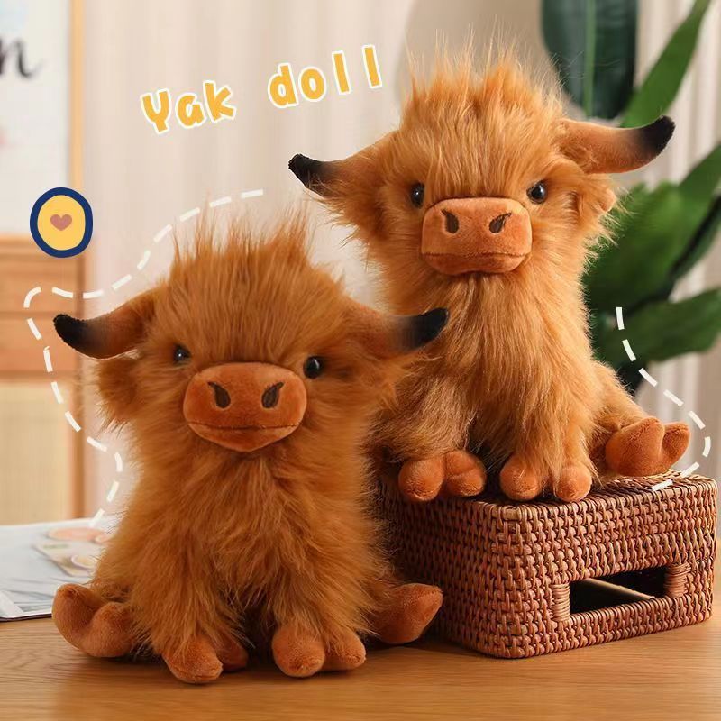 Plush Toy Cattle Doll Yak Doll Cow Realistic Soft Cuddly Farm Toy ...