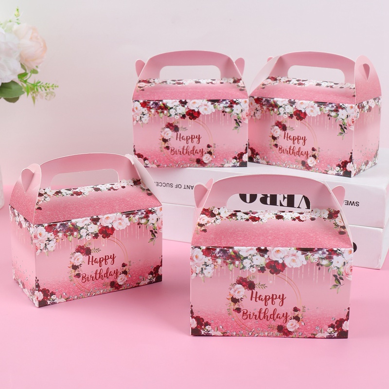 4pcs/pack Floral Party Themed Candy Boxes with Rose Pattern Happy ...