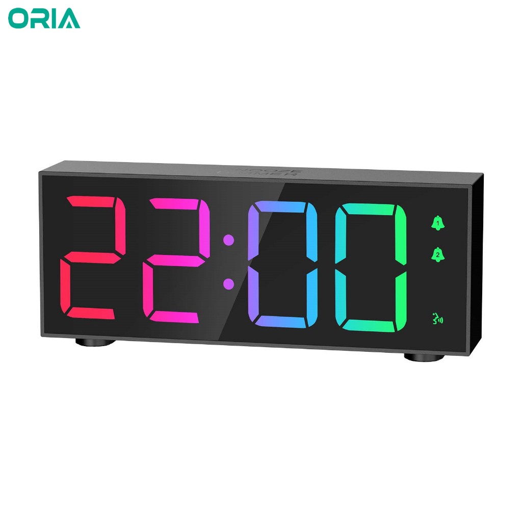ORIA LED Digital Clock Type-C charging Bedroom Desk Clock with 2 Alarms ...