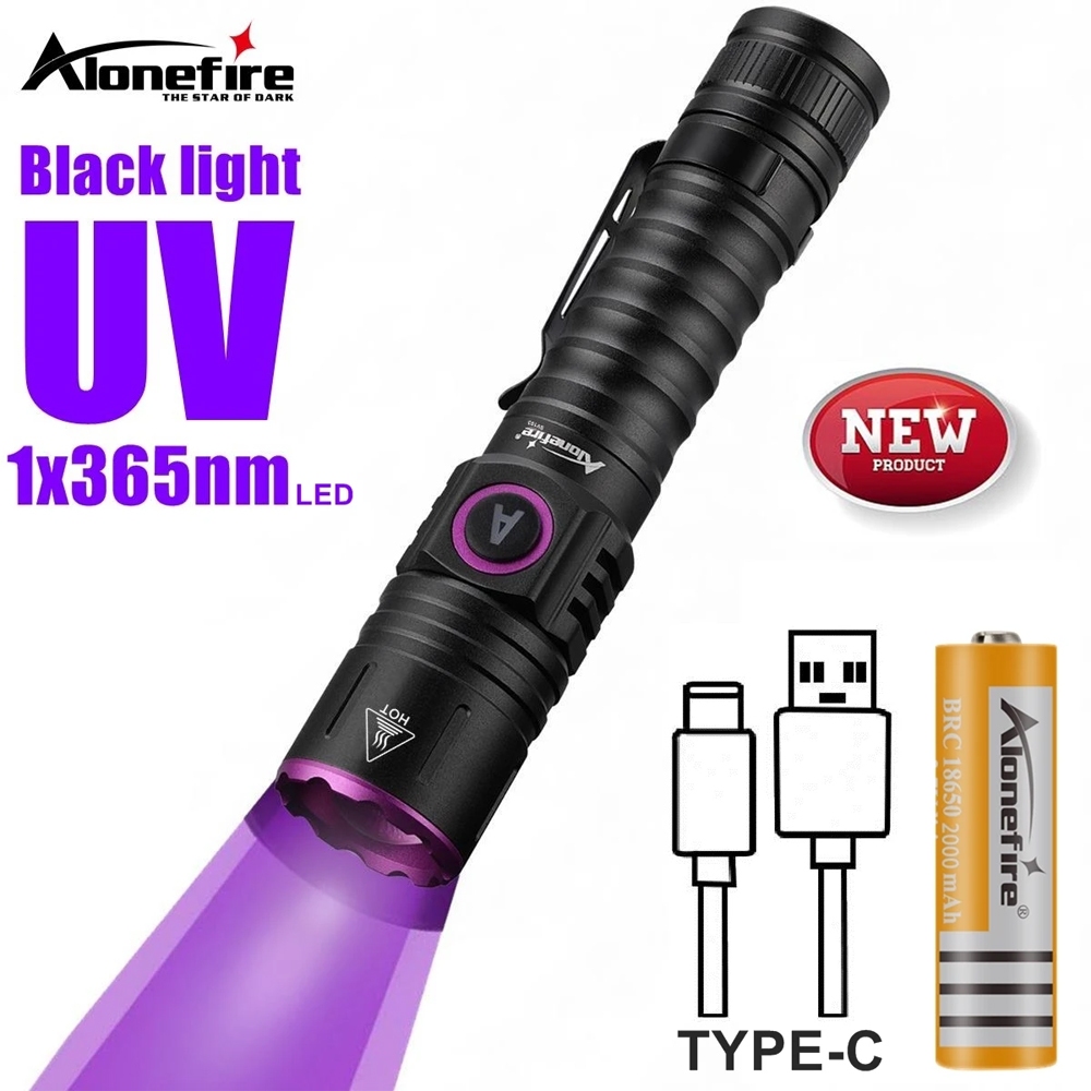 Alonefire SV101 UV 365nm Blacklight LED Flashlight Rechargeable ...