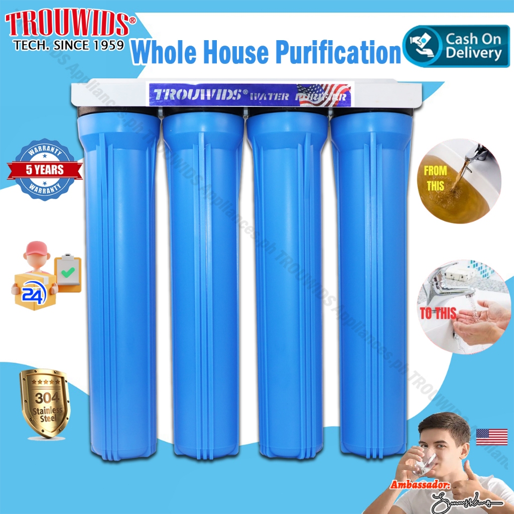 TROUWIDS 20 Inch Water Purifier 4 Stage Water Filter System For Water ...