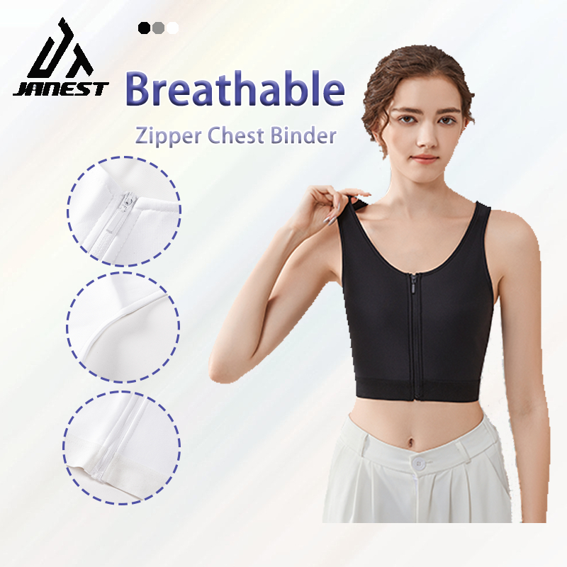Front Zipper Chest Binder Breathable Super Flat Breast Binder Big Chest ...