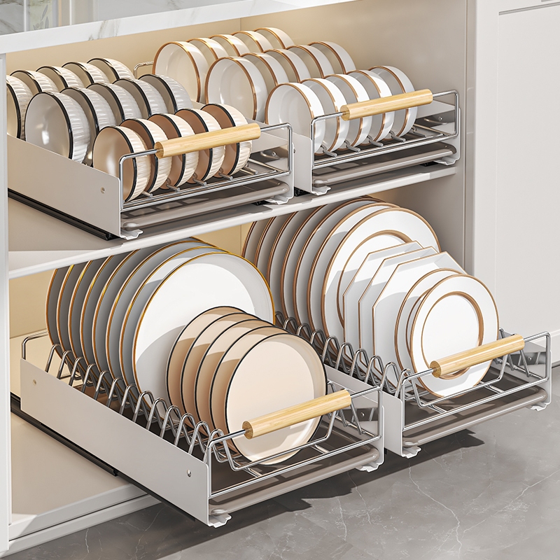 White Pull Out Dish Rack For Kitchen Cabinet Stainless Dish Drying Rack ...