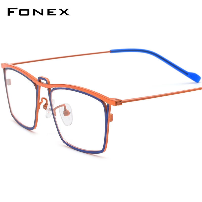 FONEX Titanium Glasses Frame Men Retro Square Eyeglasses 2024 New Women ...