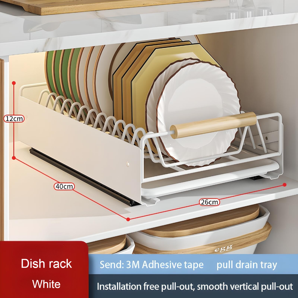 White Pull Out Dish Rack For Kitchen Cabinet Stainless Dish Drying Rack ...