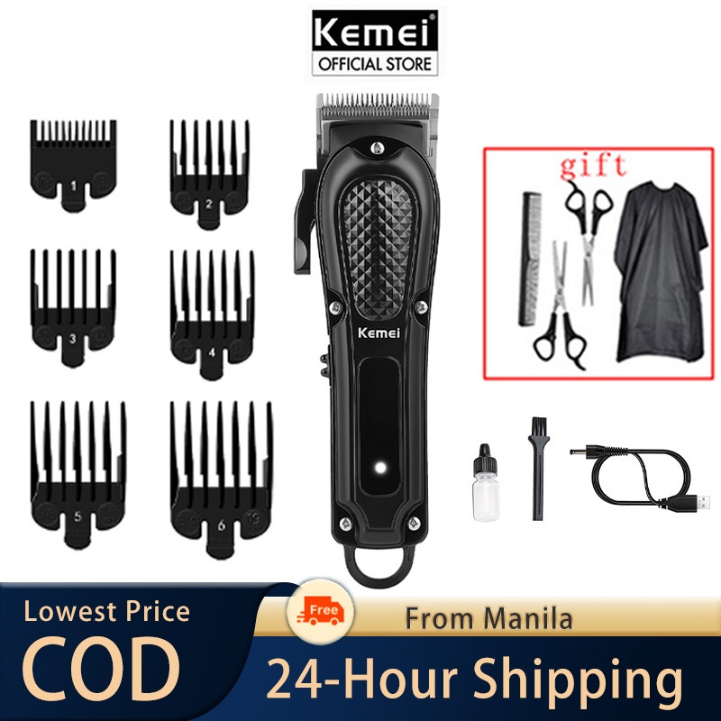 【COD】Kemei rechargeable hair clipper cordless beard hair trimmer powerful electric hair cutter ...