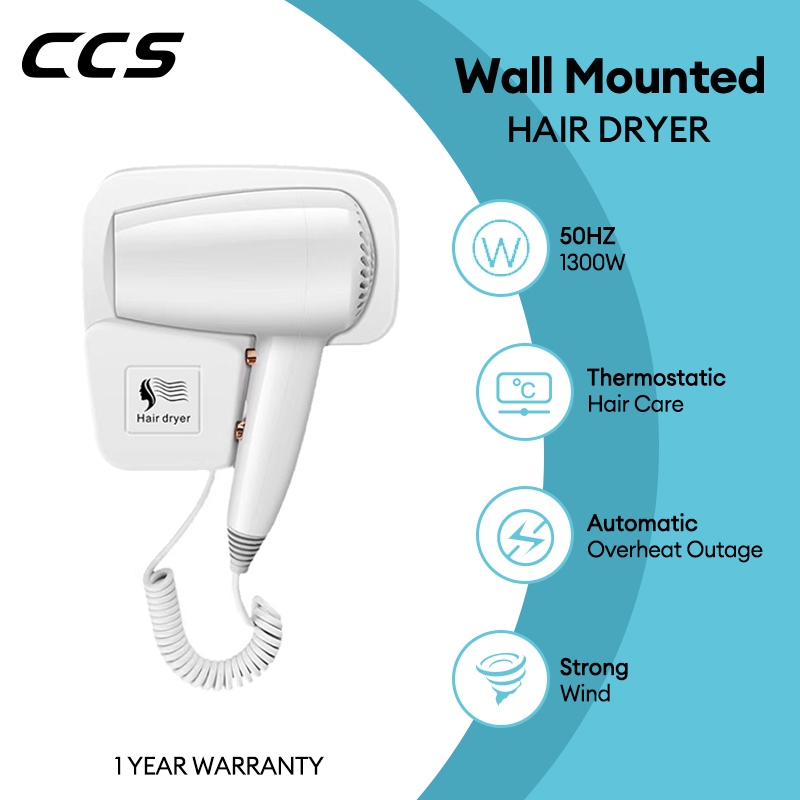 CCS Wall Mounted Hair Dryer Blower Hotel Home With Holder Portable ...