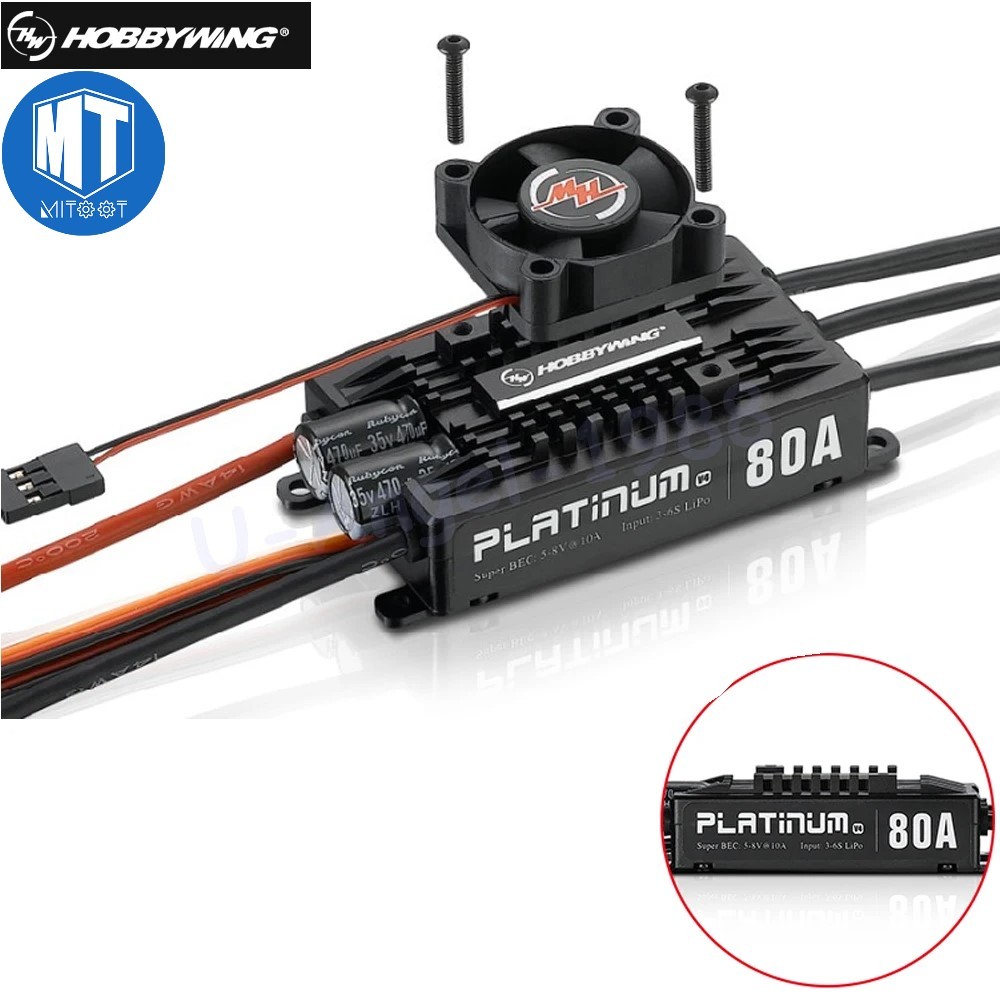 Hobbywing Platinum Pro V4 80A 3-6S Lipo BEC Empty Mold Brushless ESC for RC Drone Aircraft ...