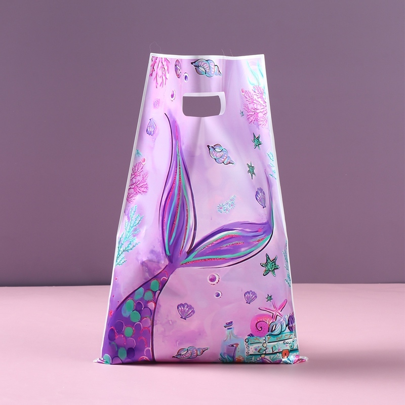 50PCS Mermaid Theme Plastic Loot Bag With Gold Tie Cookie Candies for ...
