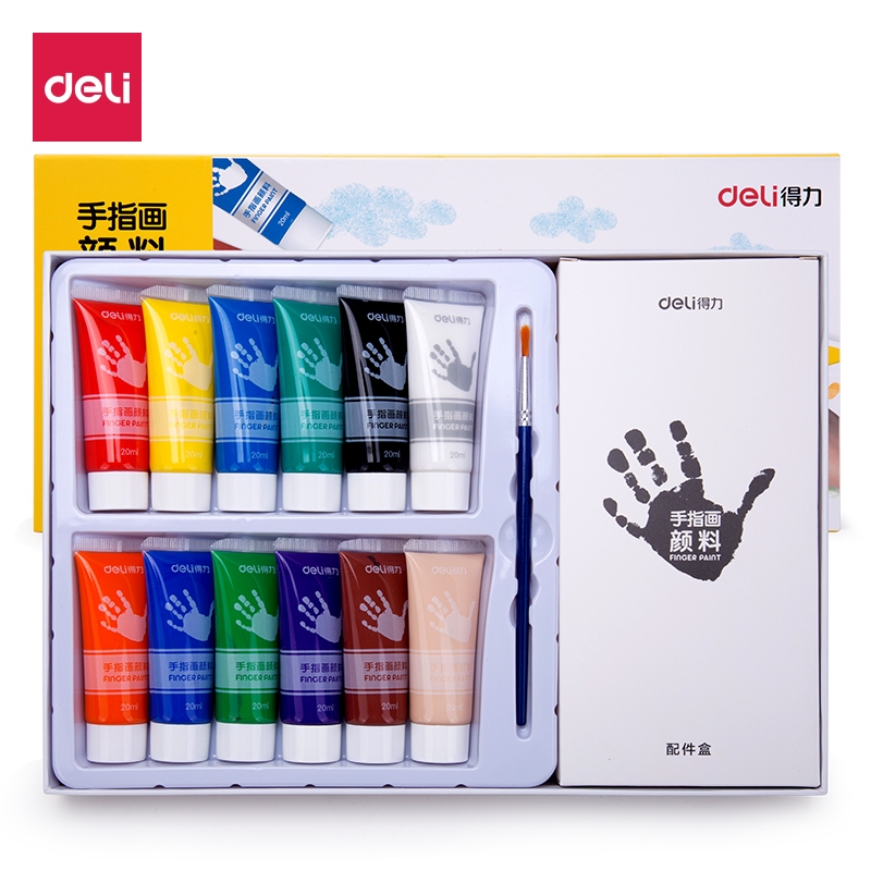 Deli 73872_12 colors finger paint (mixed) (12 colors/box) | Shopee ...