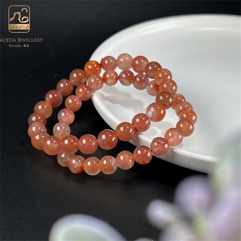 Baceda 8mm 9mm natural crystal nanhong Agate bracelet certificate ...
