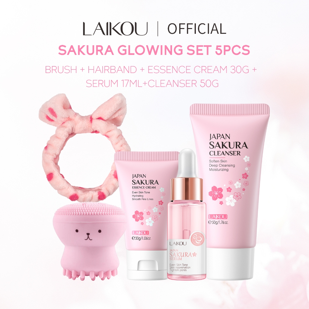 LAIKOU Sakura Cleansing Skincare Set Whitening Reduce Spots Anti-aging ...