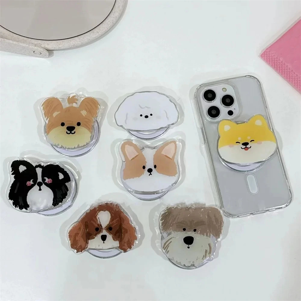 Korean Cute Cartoon Puppy For Magsafe Magnetic Phone Griptok Grip Tok Stand For iPhone For ...