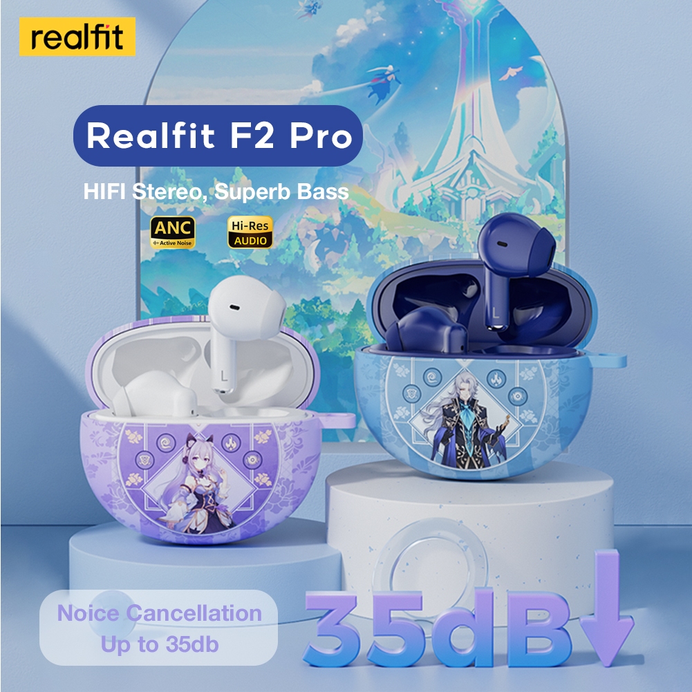 Realfit F2 Pro Bluetooth Earphone -35dB Active Noise Cancellation ...