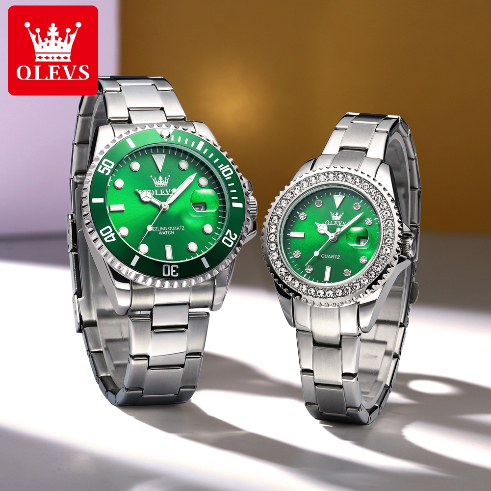 OLEVS Couple Watch Waterproof Original Stainless Steel Quartz ...