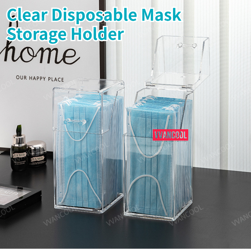 VVANCOOL Transparent Clear Disposable Mask Storage Holder Dispenser Box ...