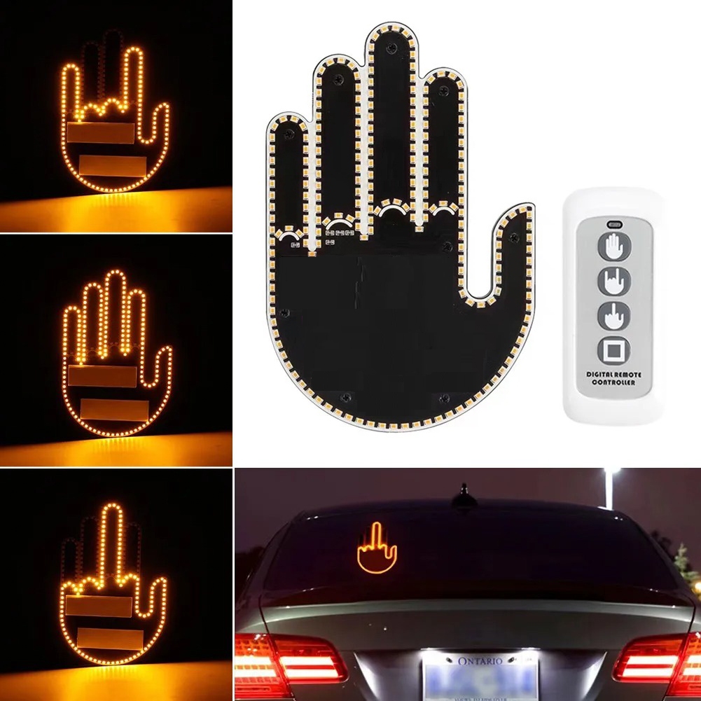 Funny Car Finger Light With Remote Road Rage Signs Middle Gesture Hand ...