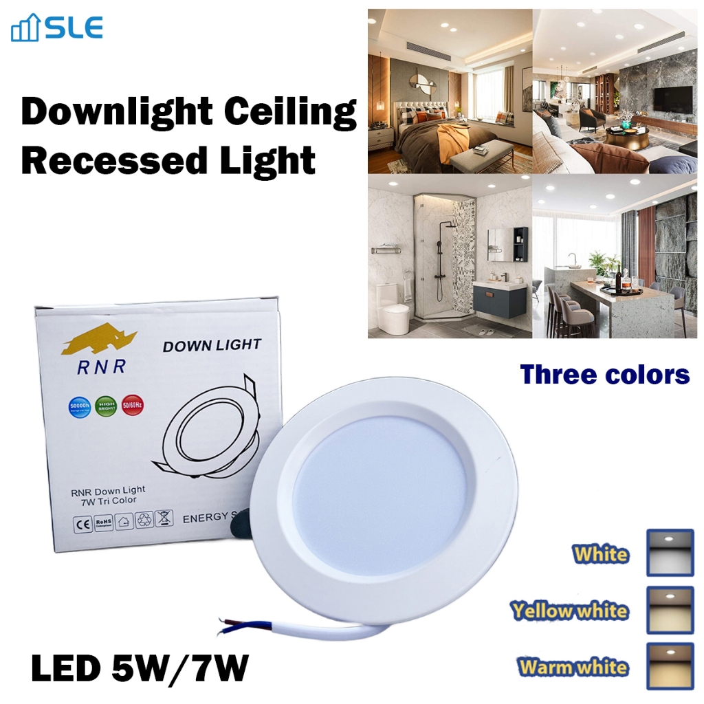 Led Downlight Ceiling Light 5W/7W Tricolor Recessed Spot Panel Light ...