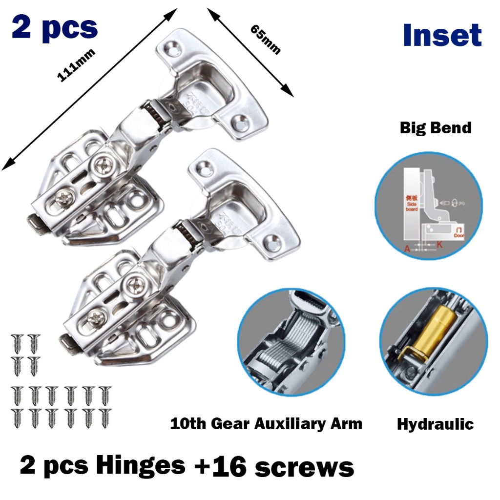 Hydraulic Soft Close Concealed Hinges Regular for Cabinet Door DIY 1 pair H1 H2 H3 | Shopee ...