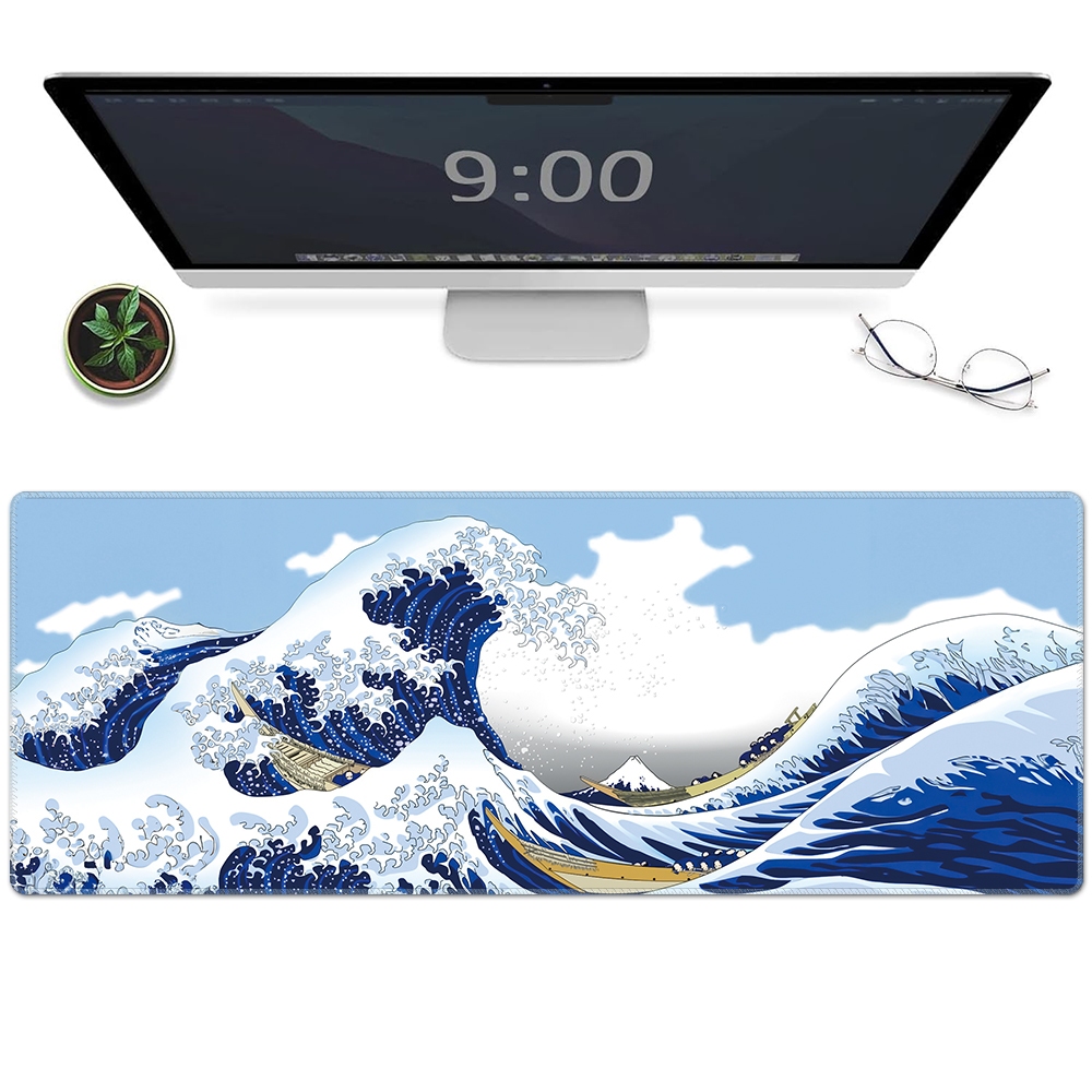 Gaming Mouse Pad Large Japanese Sea Wave Mousepads Extended 80x30cm ...
