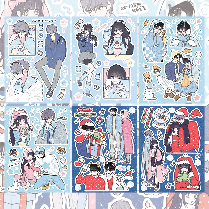 Korean Cute Sweet Cool Cartoon Lovers Character Stickers Boys Girls ...