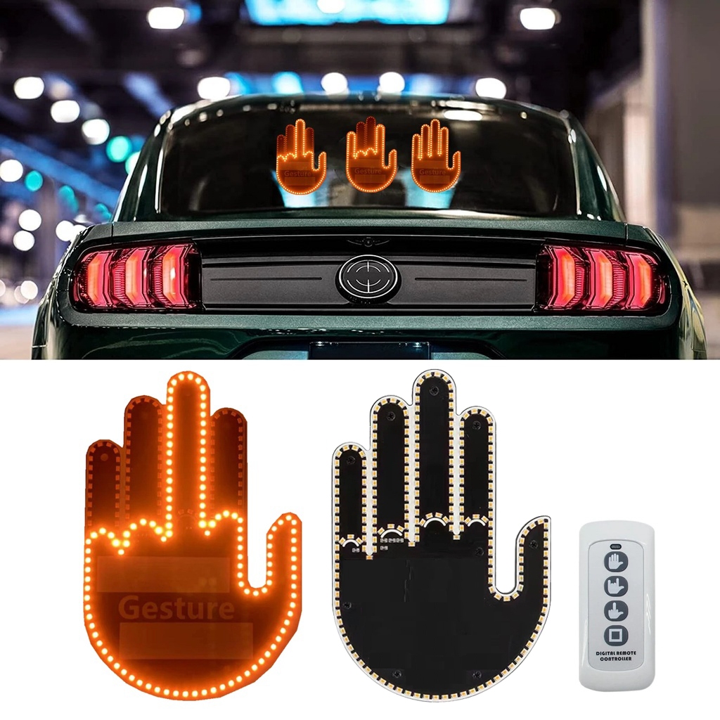 Funny Gesture Light With Remote Road Rage Signs Car Middle Finger LED ...