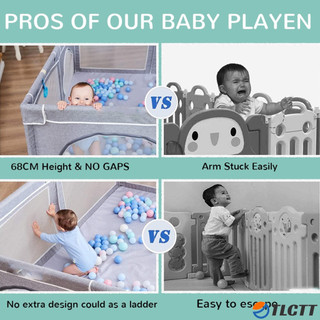 Big size Playpen grey Baby Frame Safety Playpen Big Play Fence Bed ...