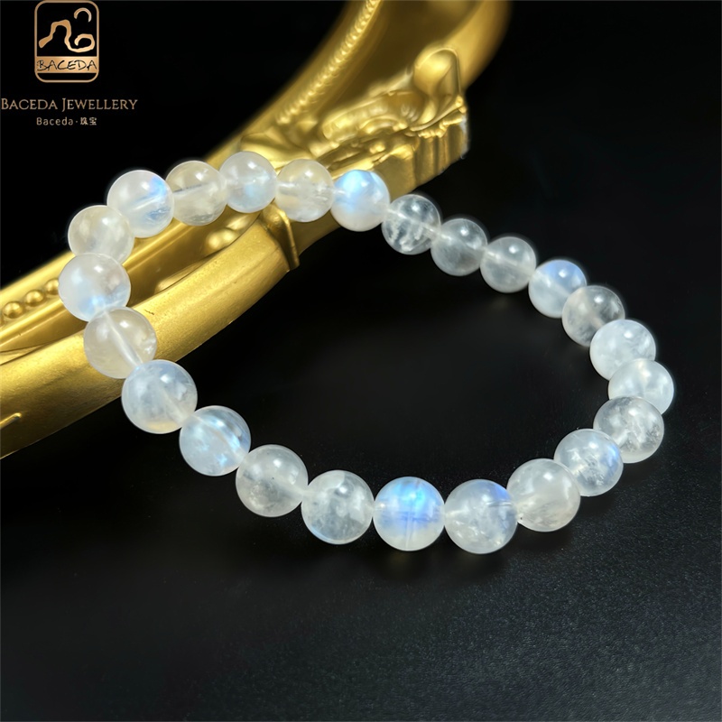 Baceda Natural Crystal 10mm Moon stone blue light Moonstone Bracelet ...