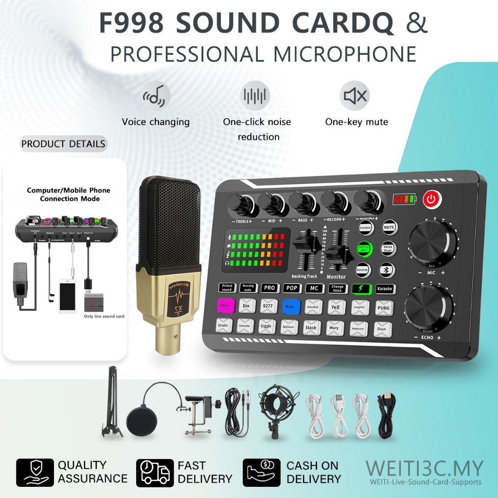 [24H Ship]NEW F998 Sound Card With Microphone Sound Mixer Sound Card ...
