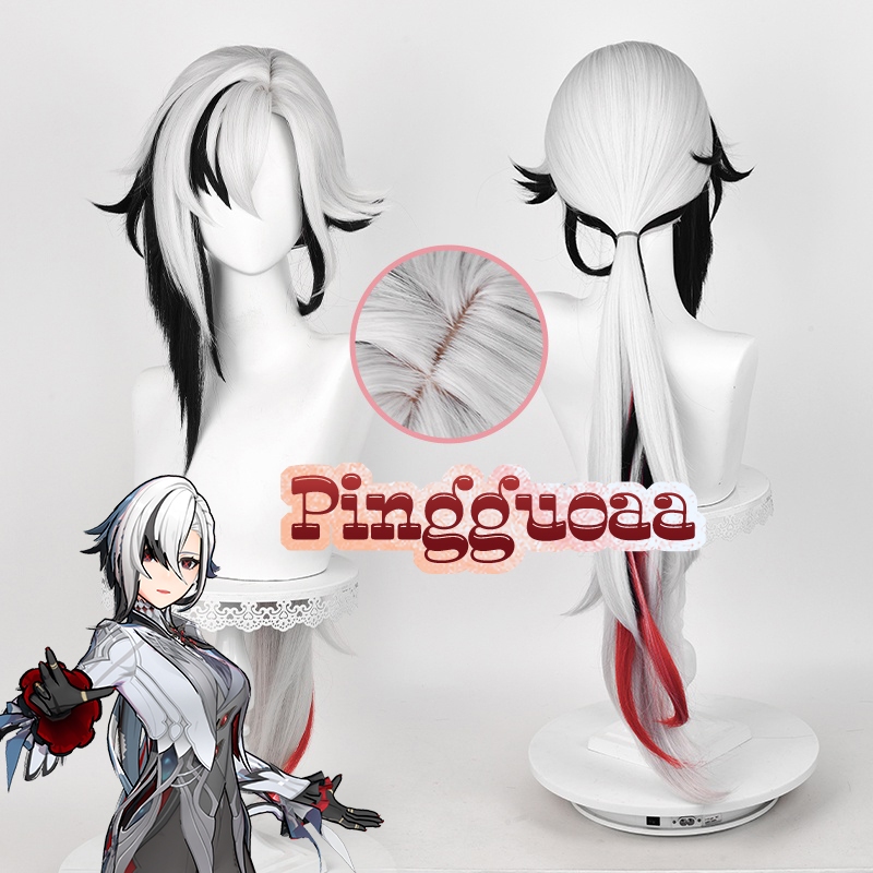 Genshin Impact The Knave Arlecchino Cosplay Wig 83cm Long Ponytail ...