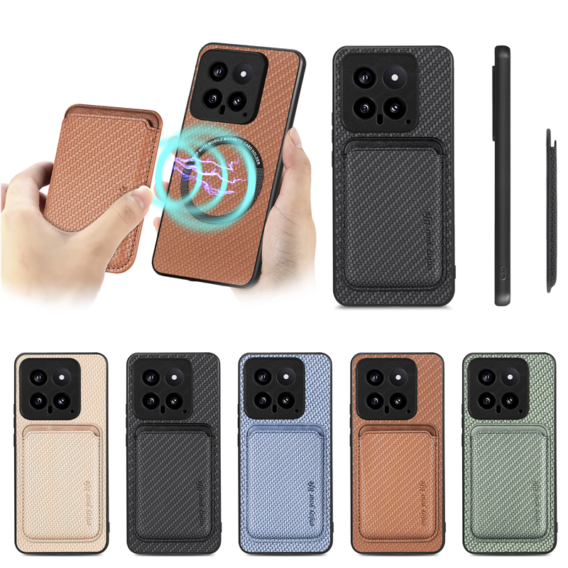 Magnetic Card Slot Case For Xiaomi 14 Pro Redmi Note 13 Pro Plus POCO ...