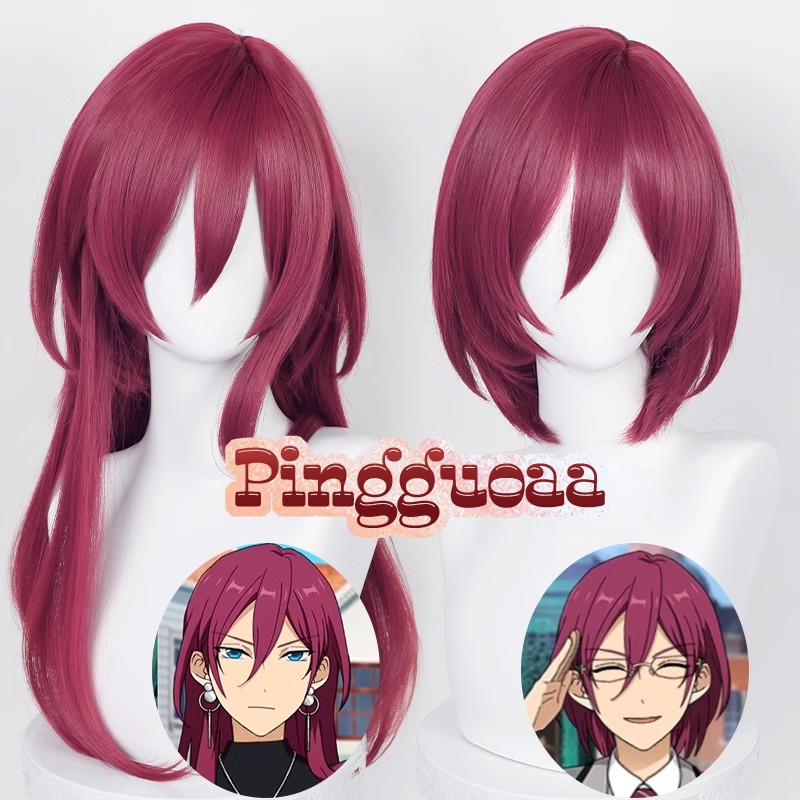 ES Ensemble Stars SAEGUSA IBARA Cosplay Wigs 35cm/70cm Long Deep Rose ...