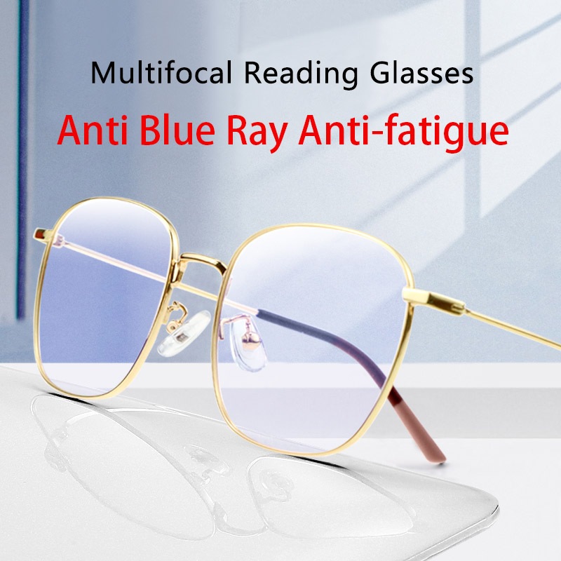 Progressive Multifocus Reading Glasses Women Men Durable Blue Light