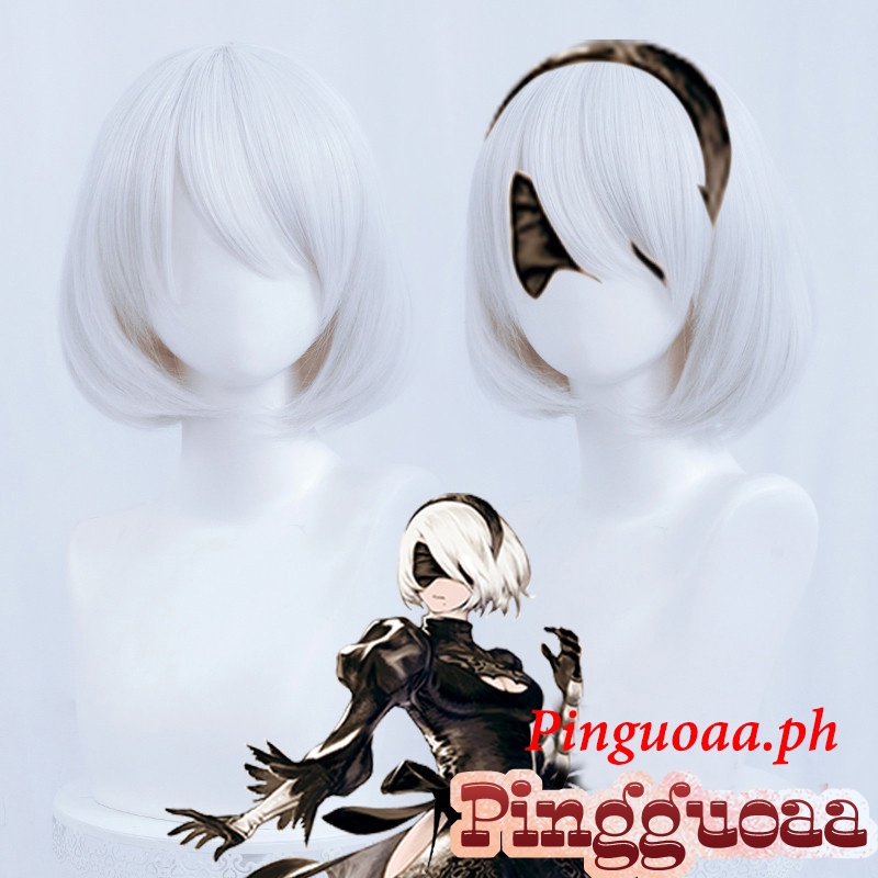 NieR:Automata YoRHa No.2 Type B Cosplay Wig Role Play Silver White Wigs ...